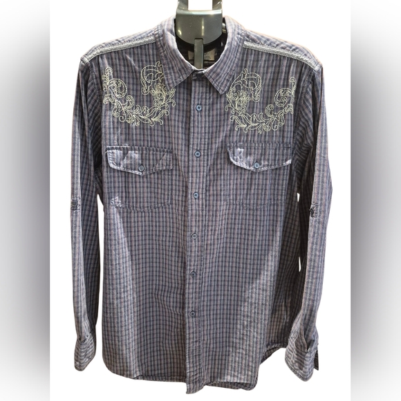 Route 66 | Shirts | Route 66 Mens Xl Plaid Western Shirt Embroidered ...